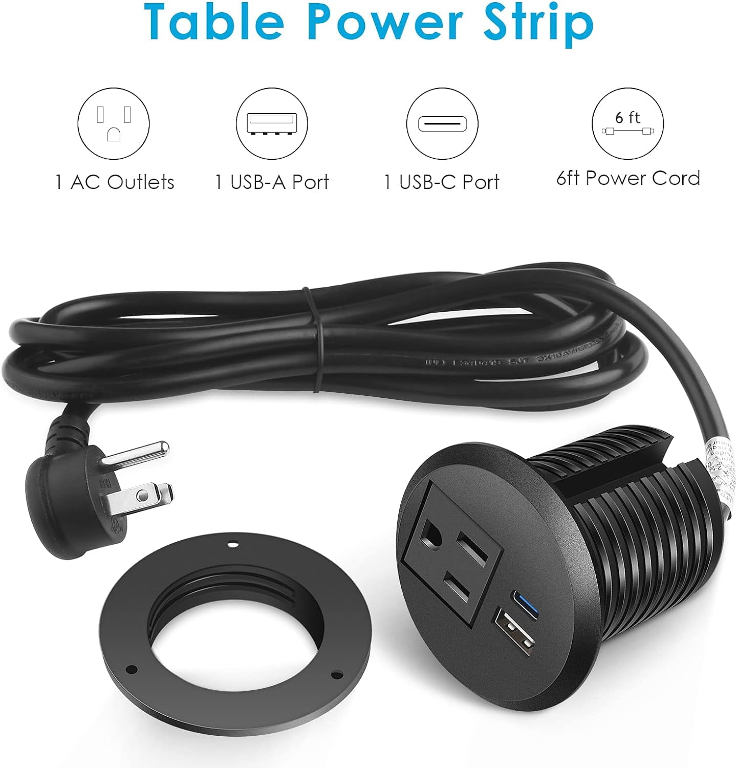 JUNXIAO-Desktop Power Grommet, 2 inch, USB C PD 20W Fast Charging ...