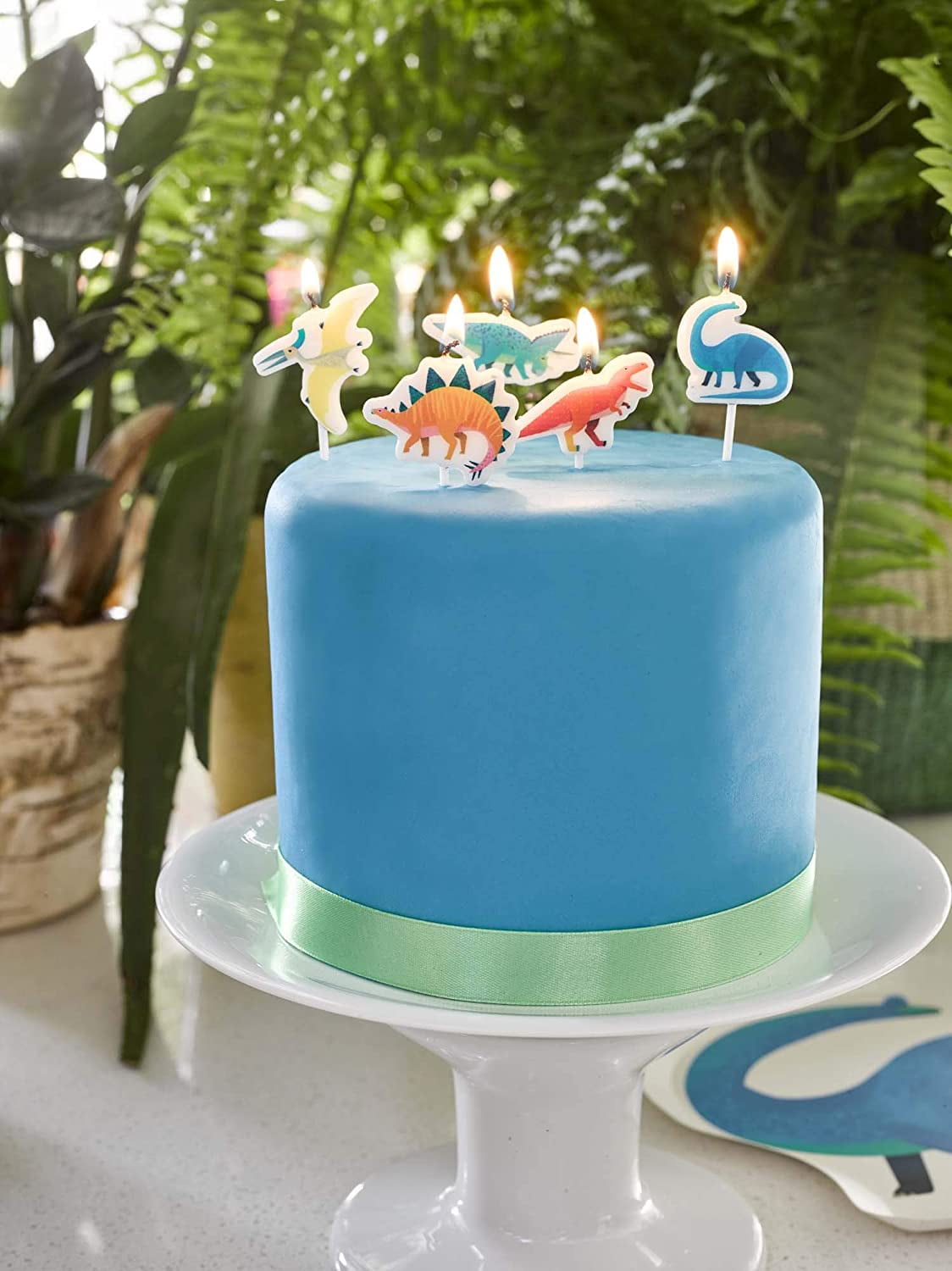 JUNXIAO-Dino Dinosaur Birthday Candle Cake Toppers, Pack of 5, Wax ...
