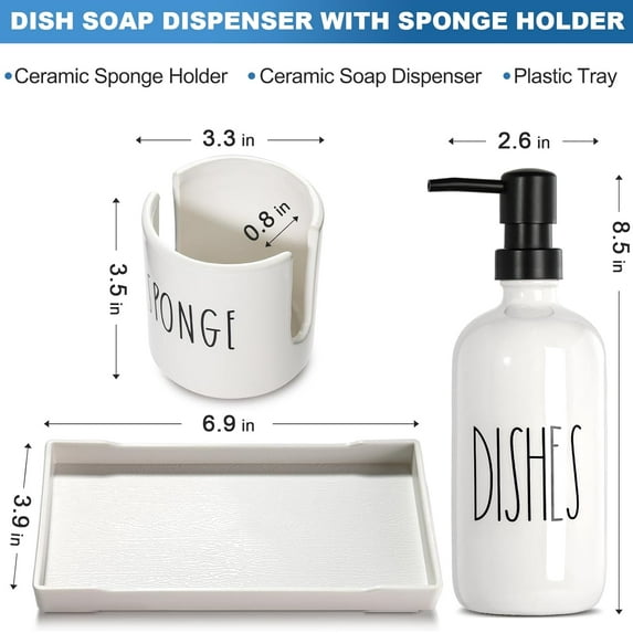 JUNXIAO-Dish Soap Dispenser for Kitchen, Ceramic Dish Soap Dispenser ...
