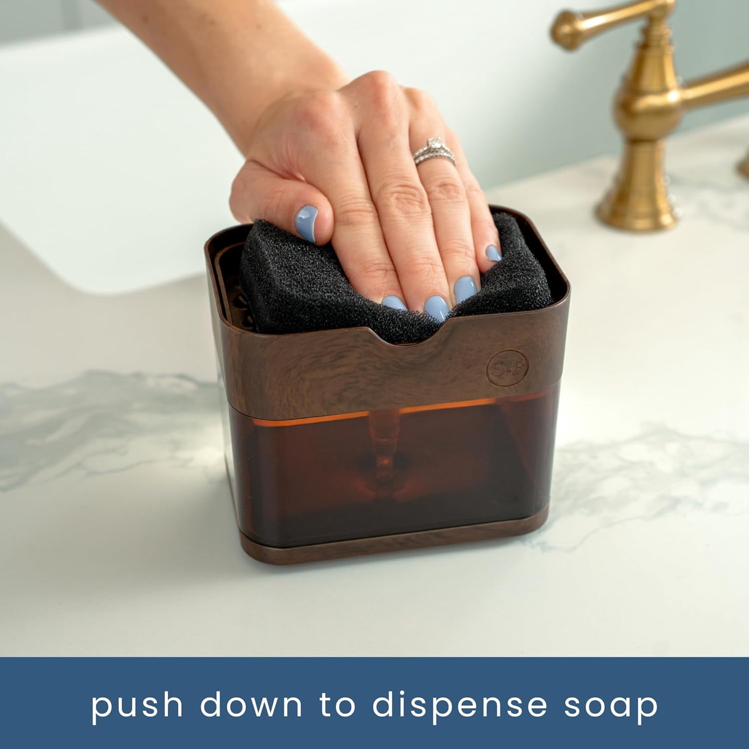 JUNXIAO-Dish Soap Dispenser and Sponge Holder for Kitchen Sink ...