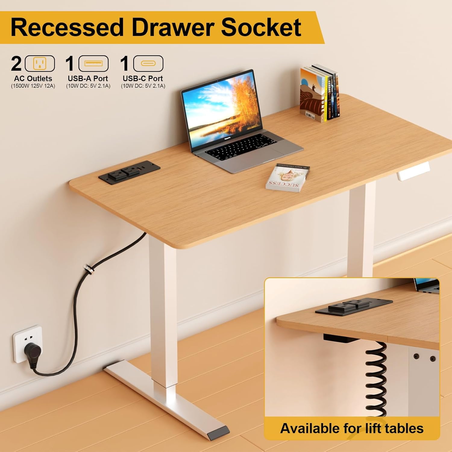 JUNXIAO-Drawer Outlet Kit, Recessed Drawer Socket with 4 Power Outlets ...