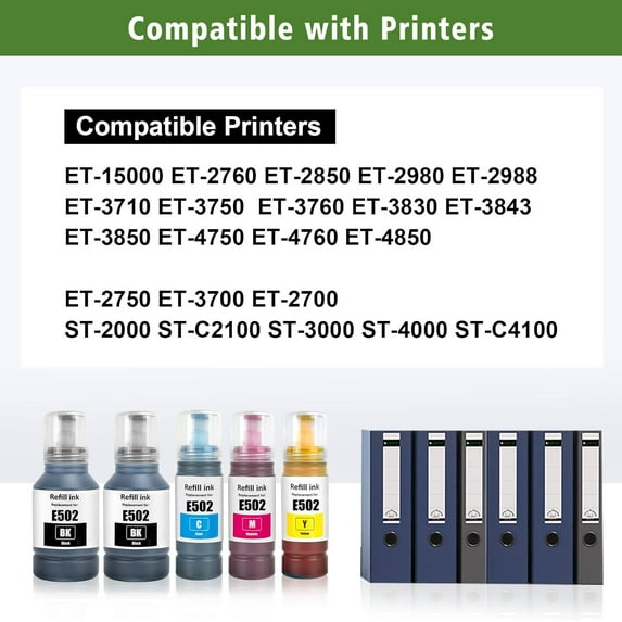 JUNXIAO-E502 Compatible Ink Cartridges Bottle Refill Multipack for ET ...