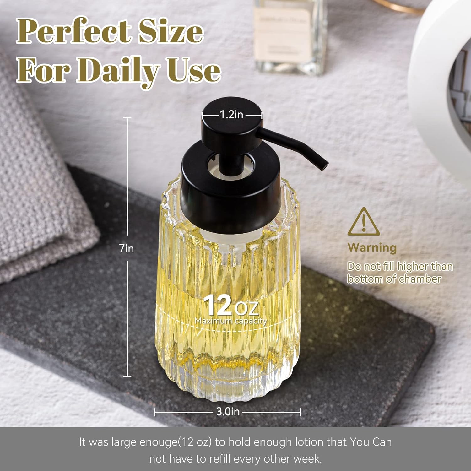 JUNXIAO-Easy Tang Glass Foaming Soap Dispenser with Black Pump, 12 OZ ...