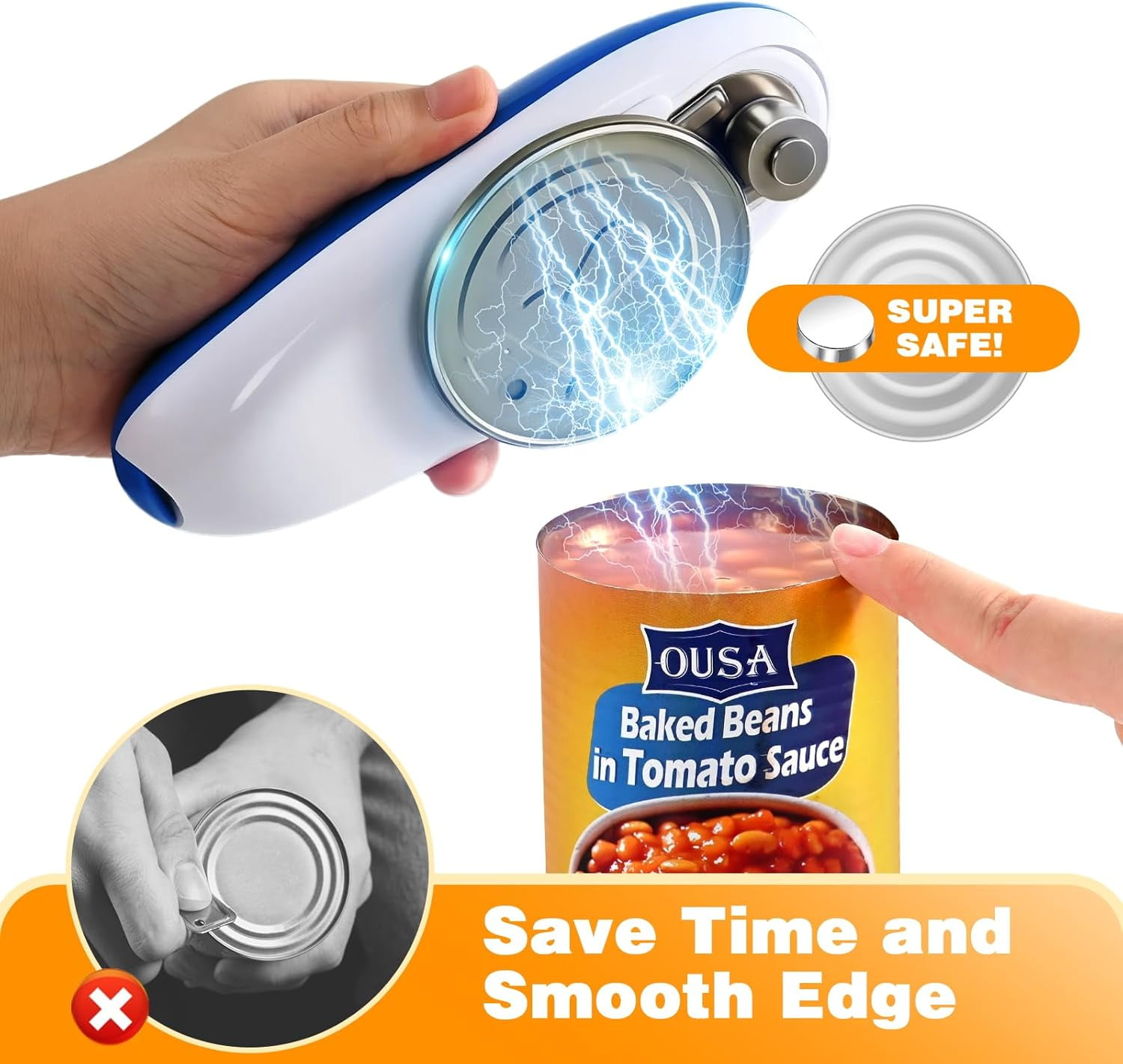JUNXIAO-Electric Can Opener, Automatic Hands Free Operation, Smooth ...