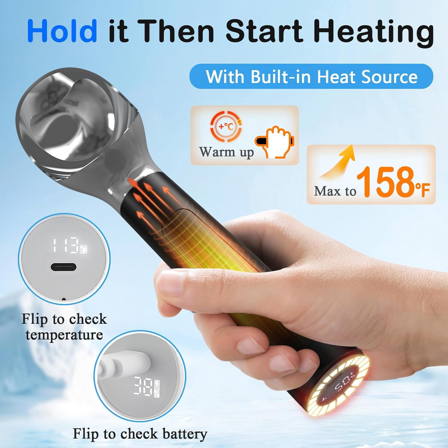 JUNXIAO-Electric Heated Ice Cream Scoop - Rechargeable Icecream Scoop ...
