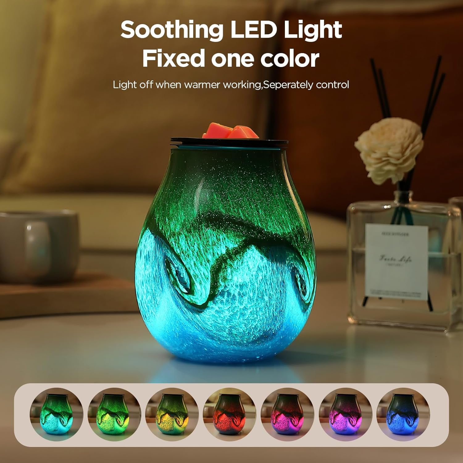 JUNXIAO-Electric Wax Melt Warmer with Timer auto Shut Off Art Glass Oil ...