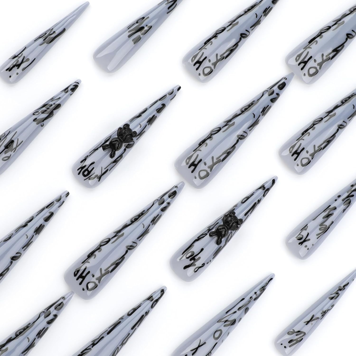 JUNXIAO-Extra Long Press on Nails Stilitto Long Tip Fake Nails Glossy ...