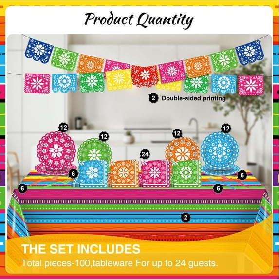 JUNXIAO-Fiesta Party Decorations Mexican Themed Cinco De Mayo ...