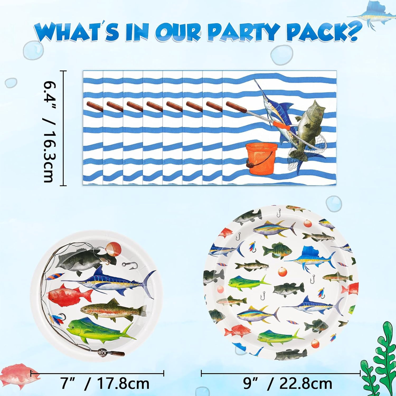 JUNXIAO-Fishing Party Decorations - 48PCS Tropical Fish Birthday Party ...