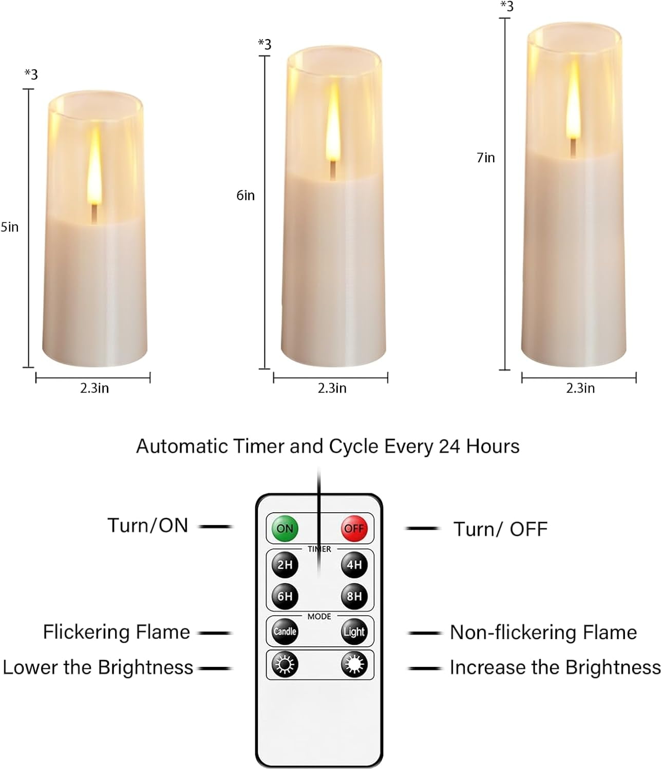 JUNXIAO-Flickering Flameless Candles,Battery Operated, Flameless ...