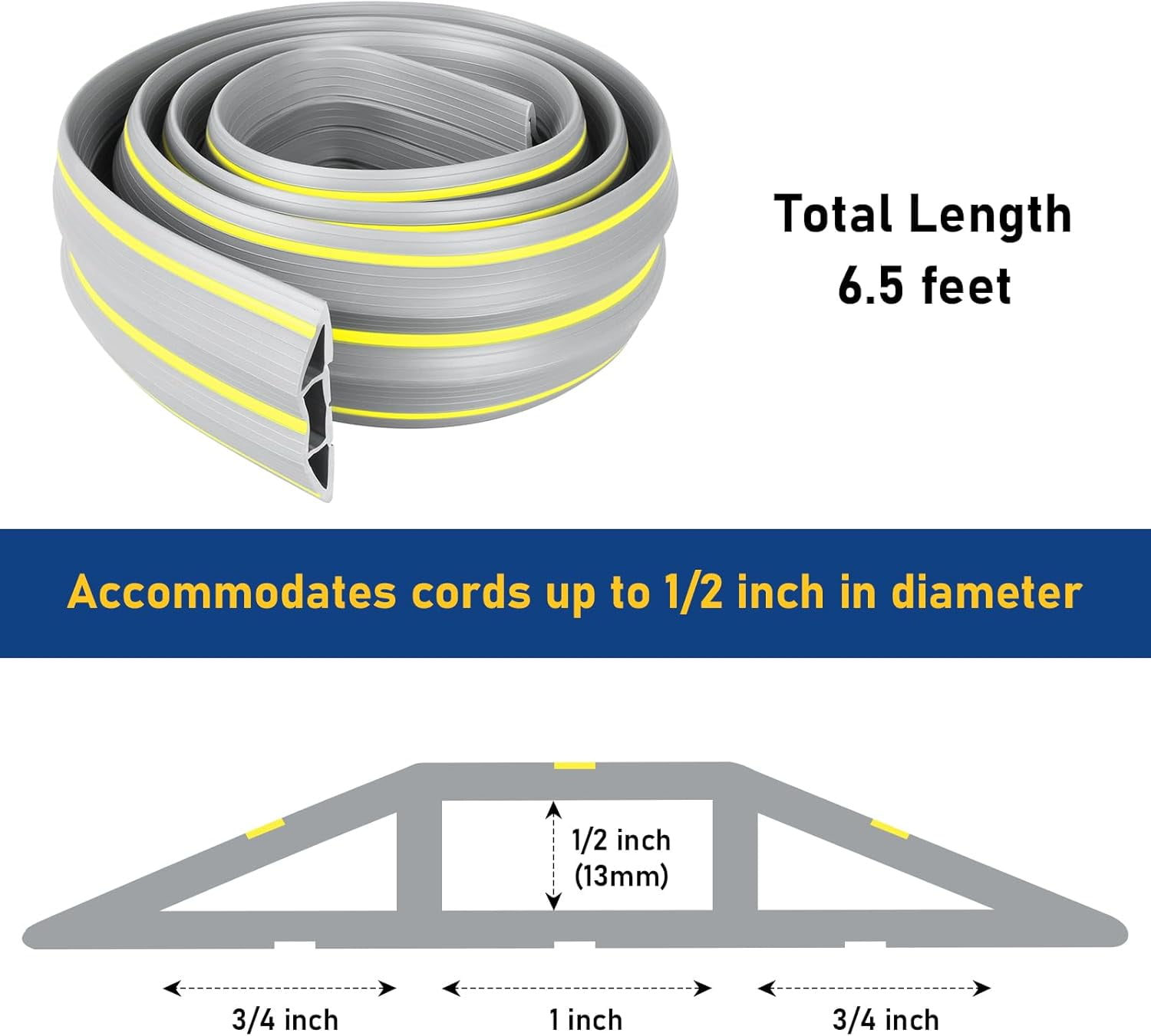 JUNXIAO-Floor Cord Cover, 6.5 ft Heavy Duty Floor Cable Cover 3 ...