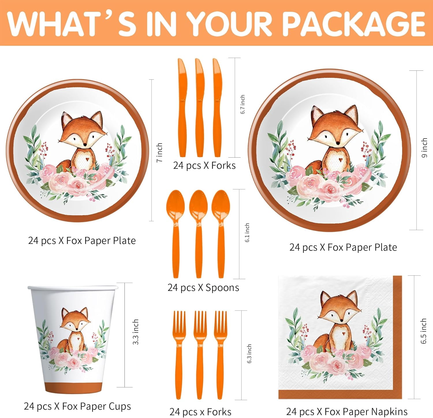 LINYAN-Fox Birthday Party Supplies Tableware - Woodland Creatures ...