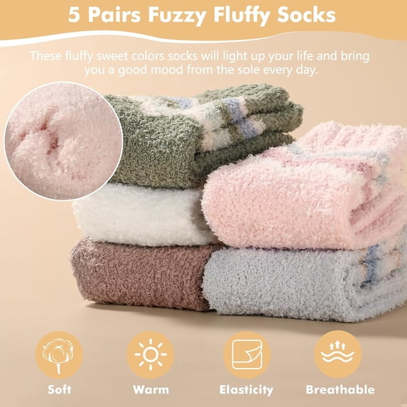 JUNXIAO-Fuzzy Socks for Women - Fluffy Sock Women, Winter Warm Cozy ...