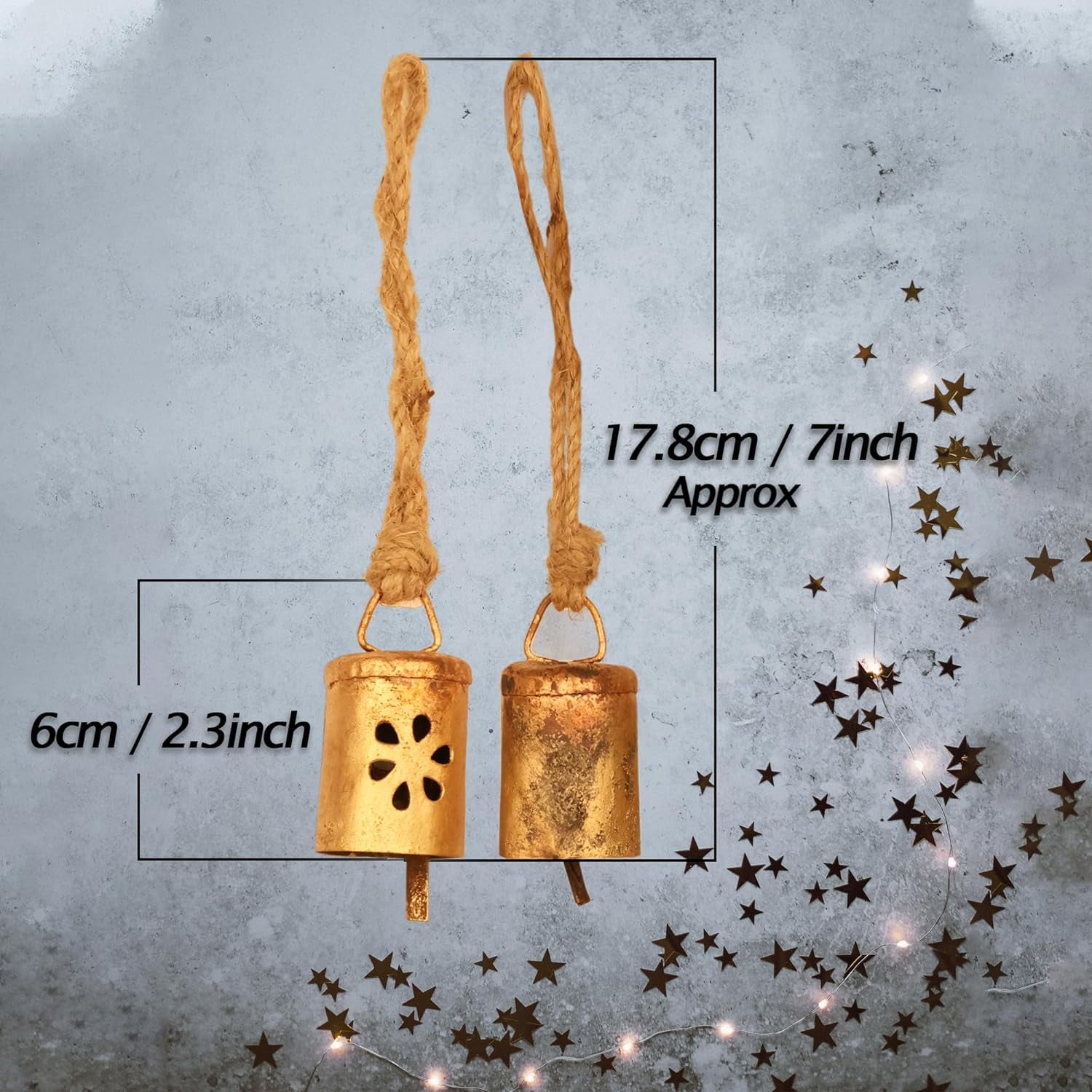 JUNXIAO-Gold Metal Bells for Crafts 10 Pcs –2.3” Mini Cow Bells ...