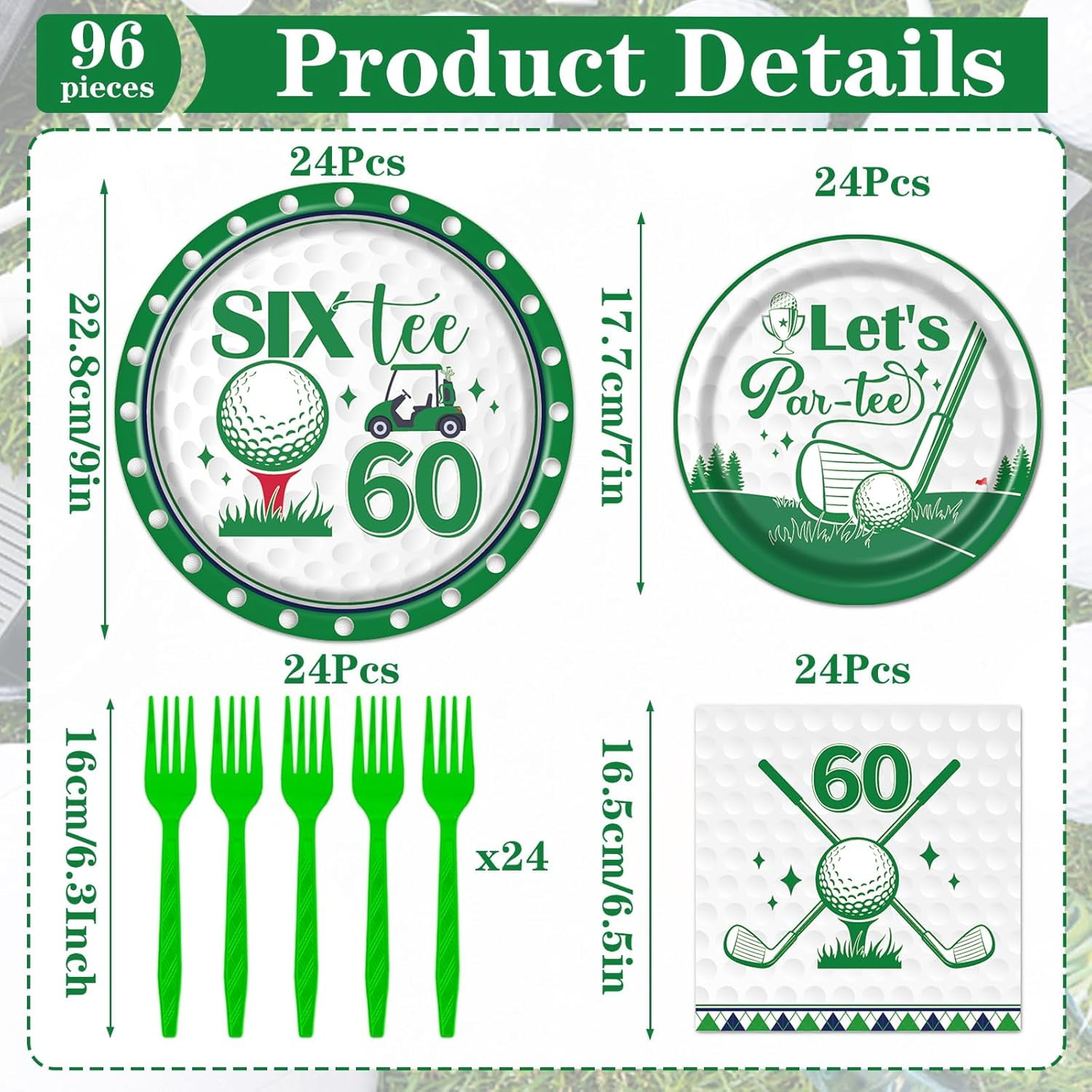 JUNXIAO-Golf 60th Birthday Tableware Decorations for Men, Golf Theme ...