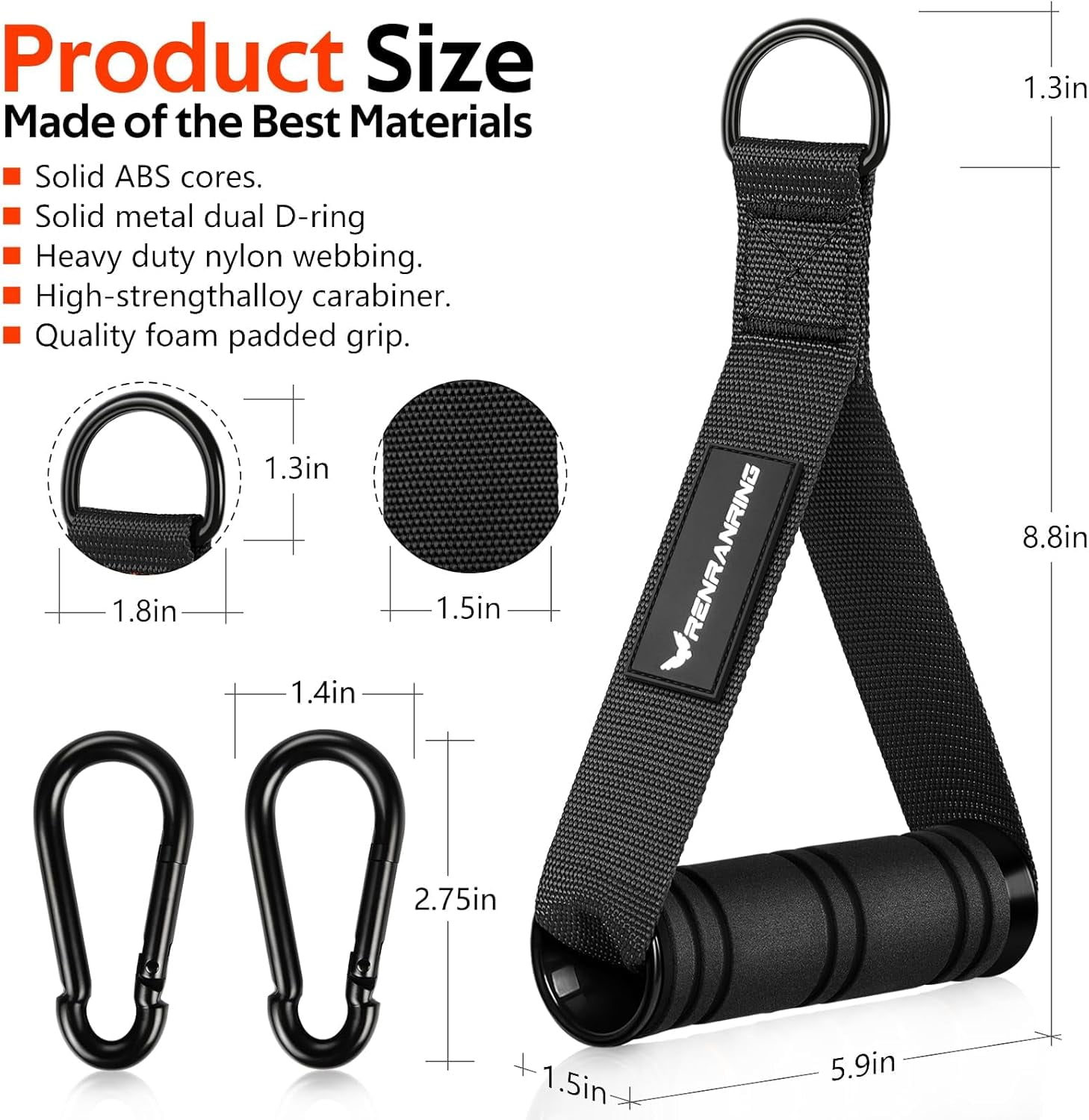 JUNXIAO-Gym Exercise Handles, Replacement Handle Attachments for Cable ...