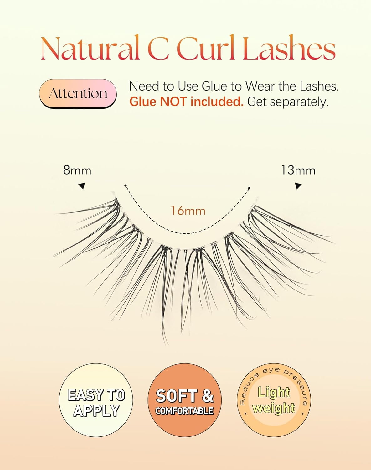 JUNXIAO-Half Lashes 13MM Cat Eyelashes Wispy C Curl Corner Lashes Pack ...