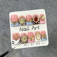 JUNXIAO-Handmade Press on Nails Short Leopard French Tip False Nails ...