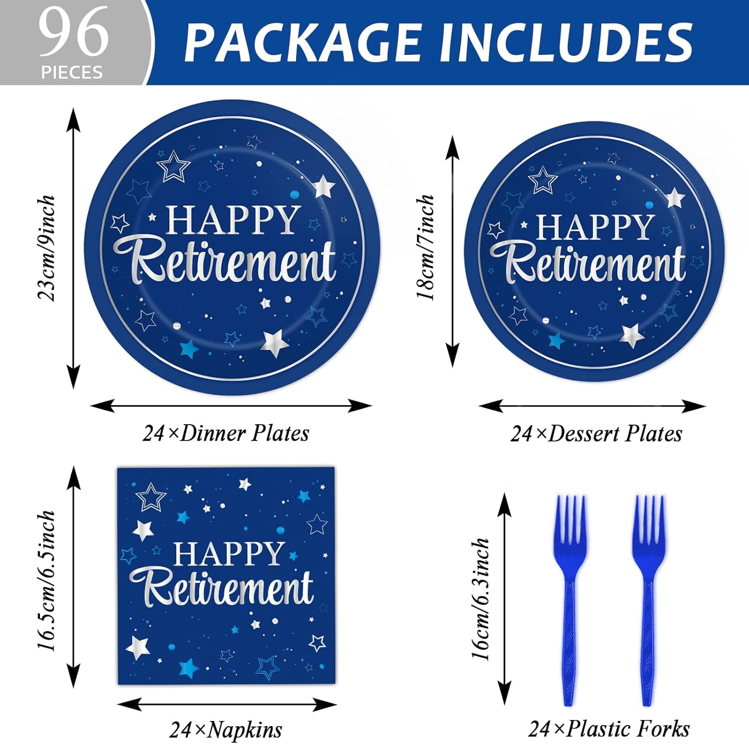 JUNXIAO-Happy Retirement Party Paper Plates and Napkins Sets ...