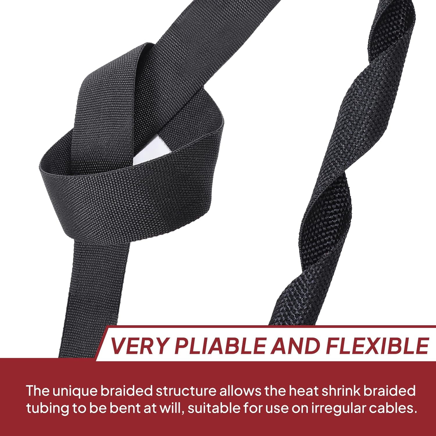 JUNXIAO-Heat Shrink Braided Sleeving Fabric Tubing 2 in 1 Wiring ...