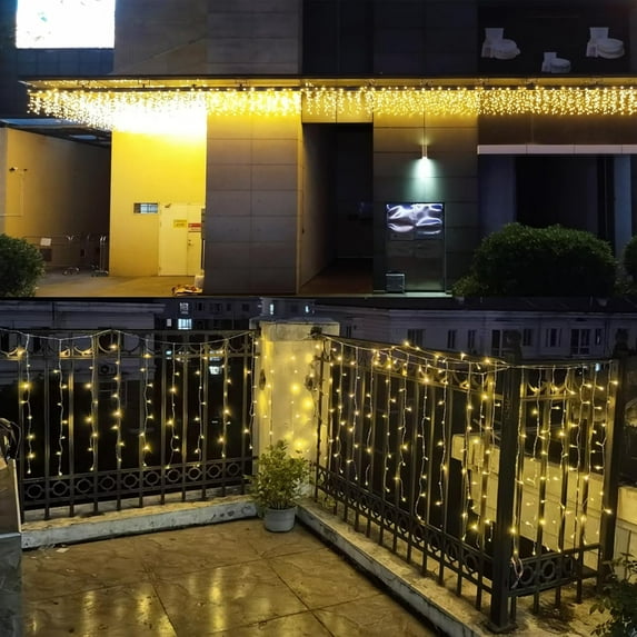 JUNXIAO-Icicle Lights Outdoor, 32.8 FT 400 LED 8 Modes Christmas String ...