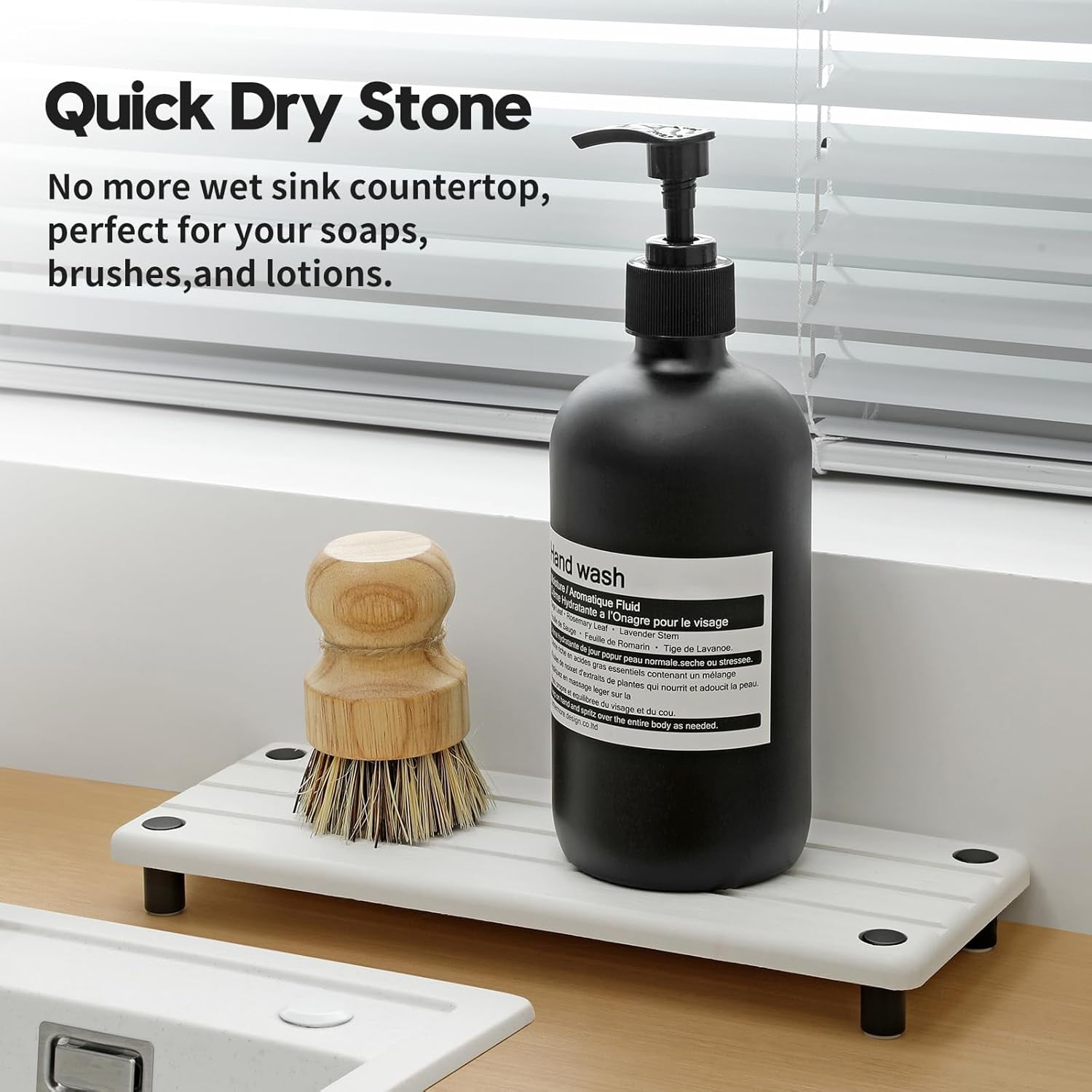 JUNXIAO-Instant Dry Sink Caddy Kitchen Sink Organizer, Quick Drying ...