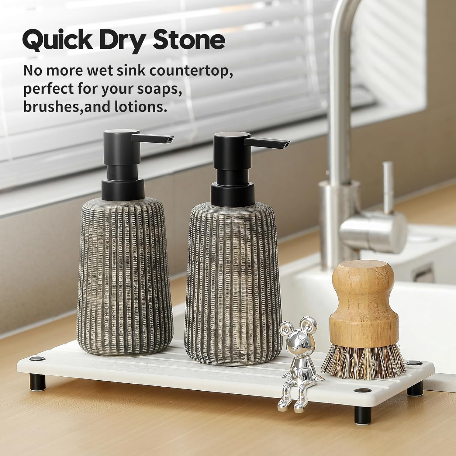 JUNXIAO-Instant Dry Sink Caddy Kitchen Sink Organizer, Quick Drying ...