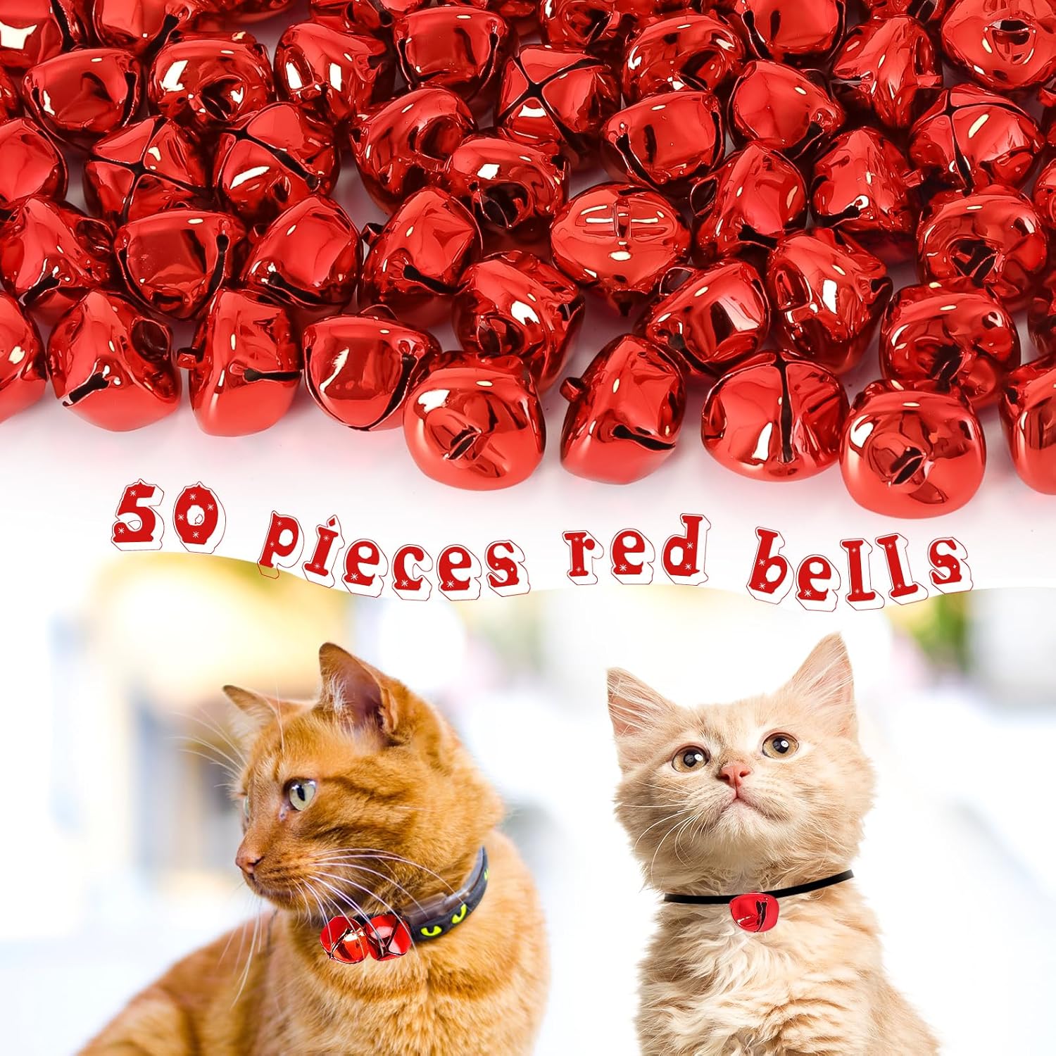 JUNXIAO-Jingle Bells for Crafts,1 Inch Large Jingle Bells Bulk, 50 Pcs ...