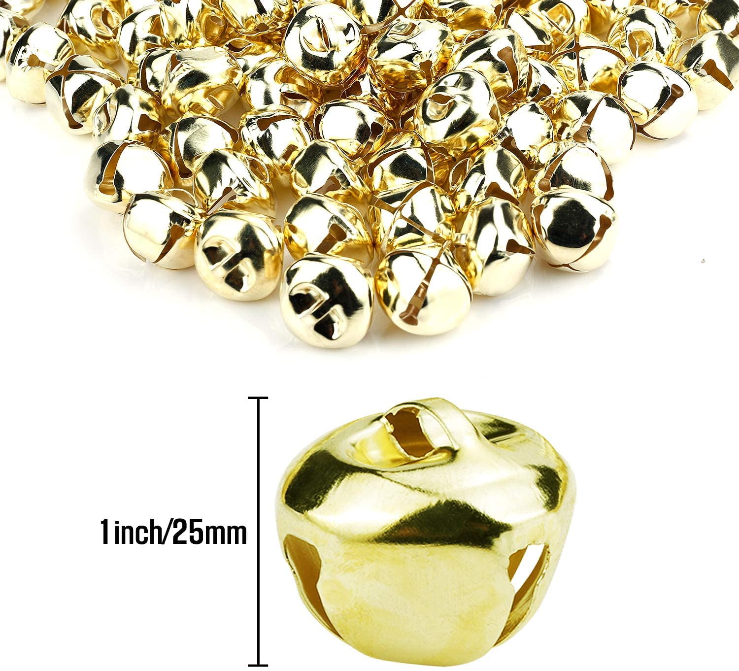 JUNXIAO-Jingle Bells for Crafts, 120 Pcs 1 Inch Christmas Jingle Bells ...