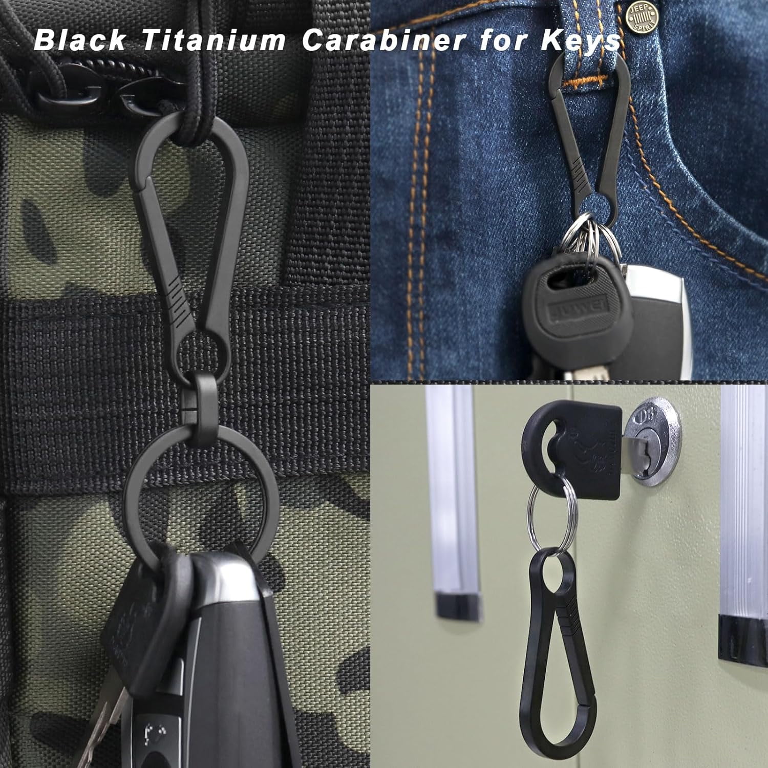 JUNXIAO-Key Clip Carabiner Keychain Heavy Duty Small Titanium Key ...