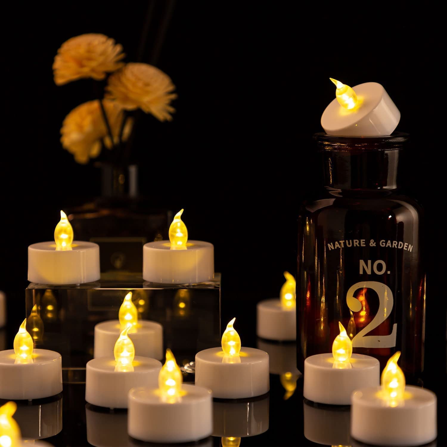 JUNXIAO-LED Tea Lights Candles- 150PACK Warm Yellow Flameless Candles ...