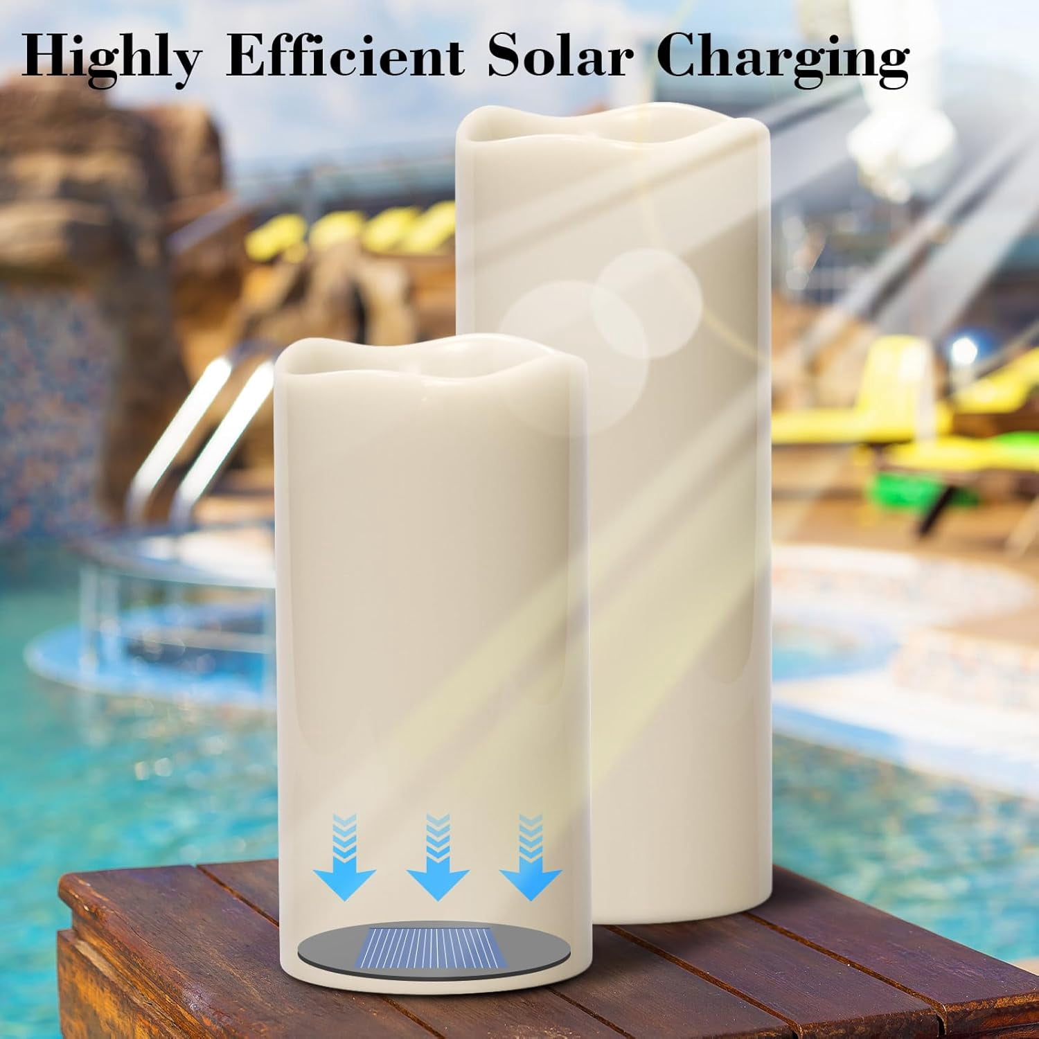 JUNXIAO-Large Solar Flameless Candles Outdoor Waterproof Dusk to Dawn ...