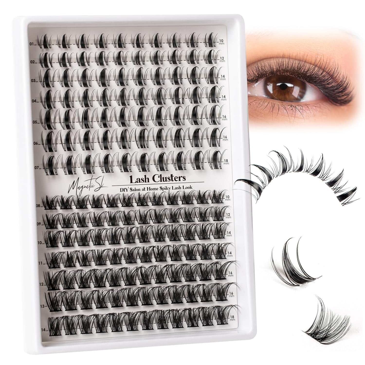 JUNXIAO-Lash Clusters 154pcs Manga Lash Extension Kit Curly 10-18mm ...