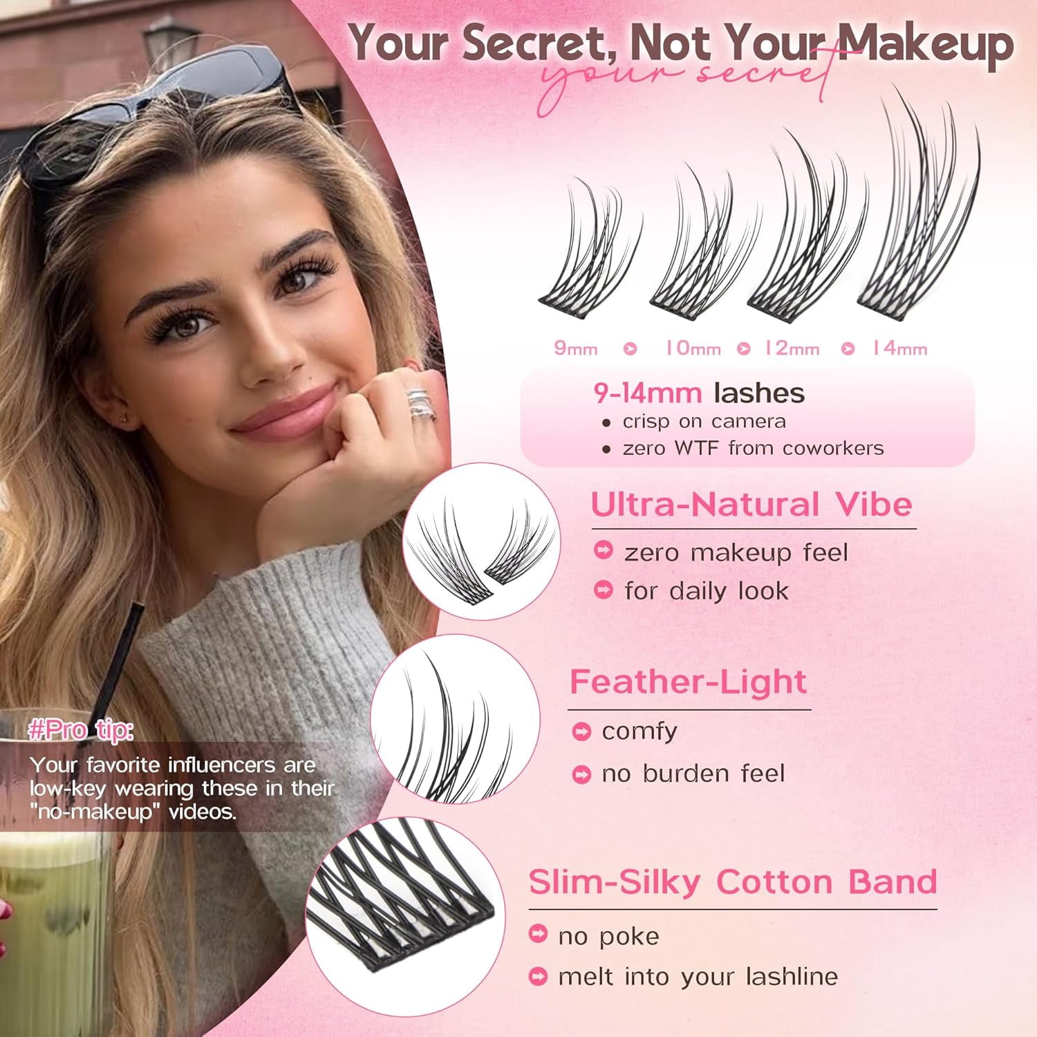 JUNXIAO-Lash Clusters Wispy 9-14mm Eyelash Clusters Natural DIY Cluster ...