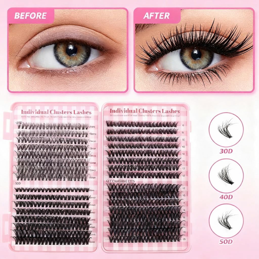 JUNXIAO-Lashes Clusters Kit 640 pcs (30D+40D+50D) Lash Extension Kit ...