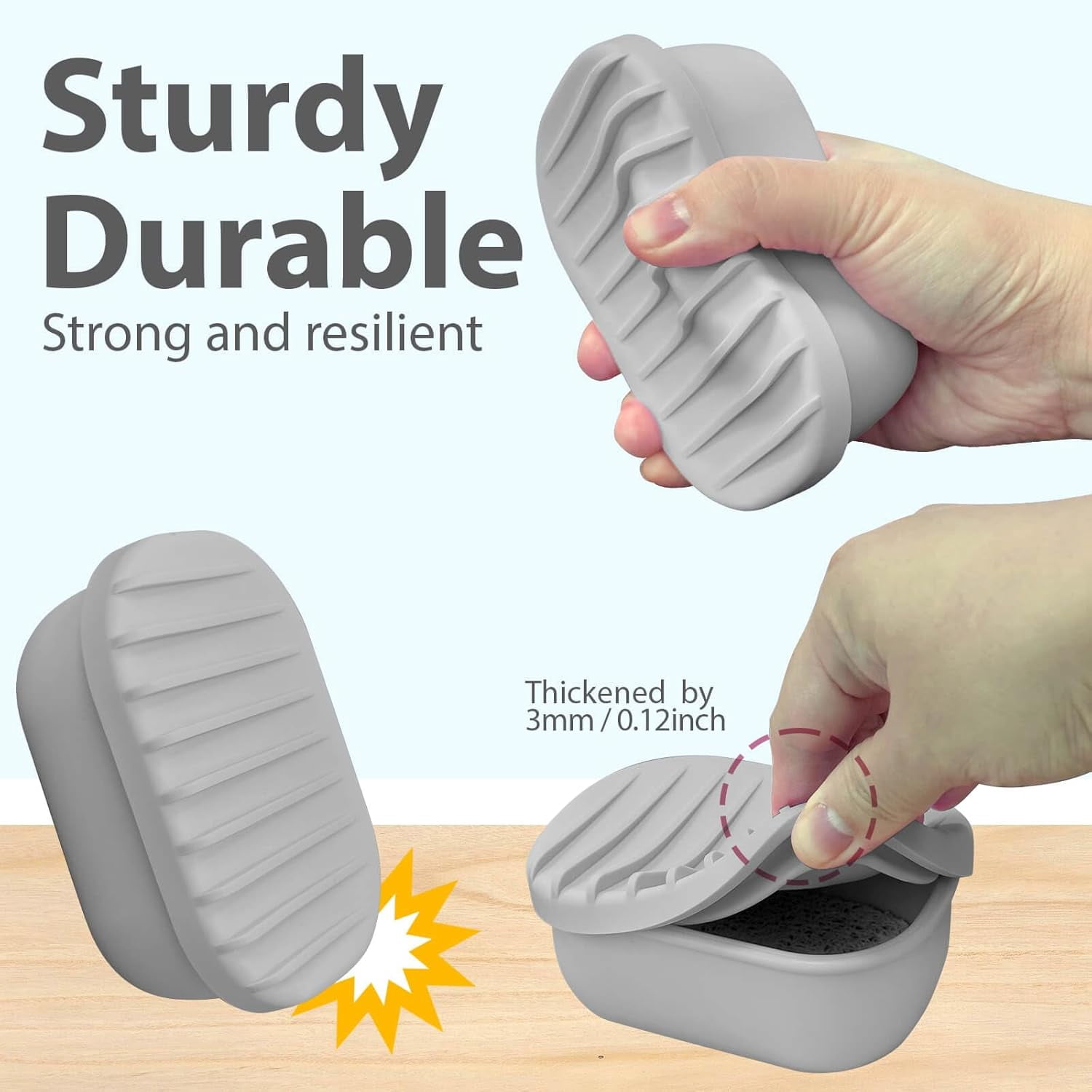 JUNXIAO-Leakproof Silicone Travel Soap Case with Drainage Layer ...