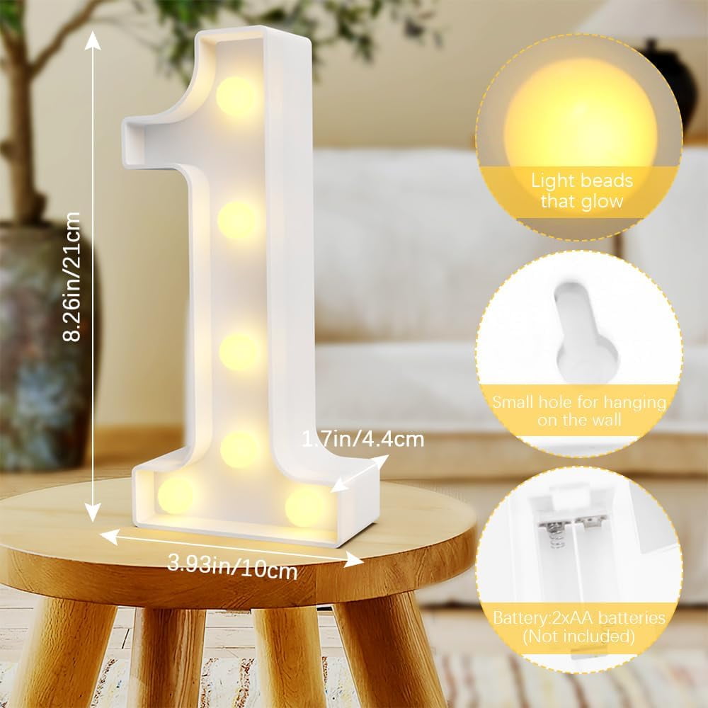 JUNXIAO-Light Up Numbers 1, Marquee Numbers, Large Numbers for Party ...