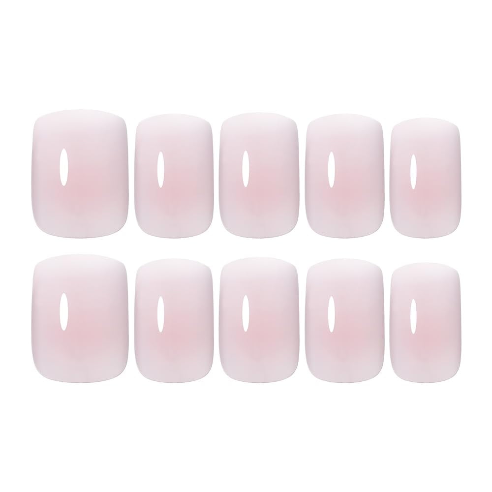 JUNXIAO-Light Pink Ombre Press On Nails Short Square, Gradient French ...