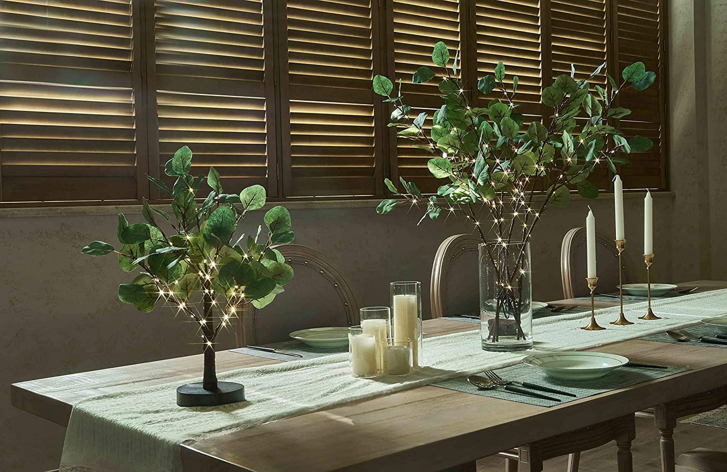 LINYAN-Lighted Eucalyptus Branches with Timer 24IN 36 LED Battery ...