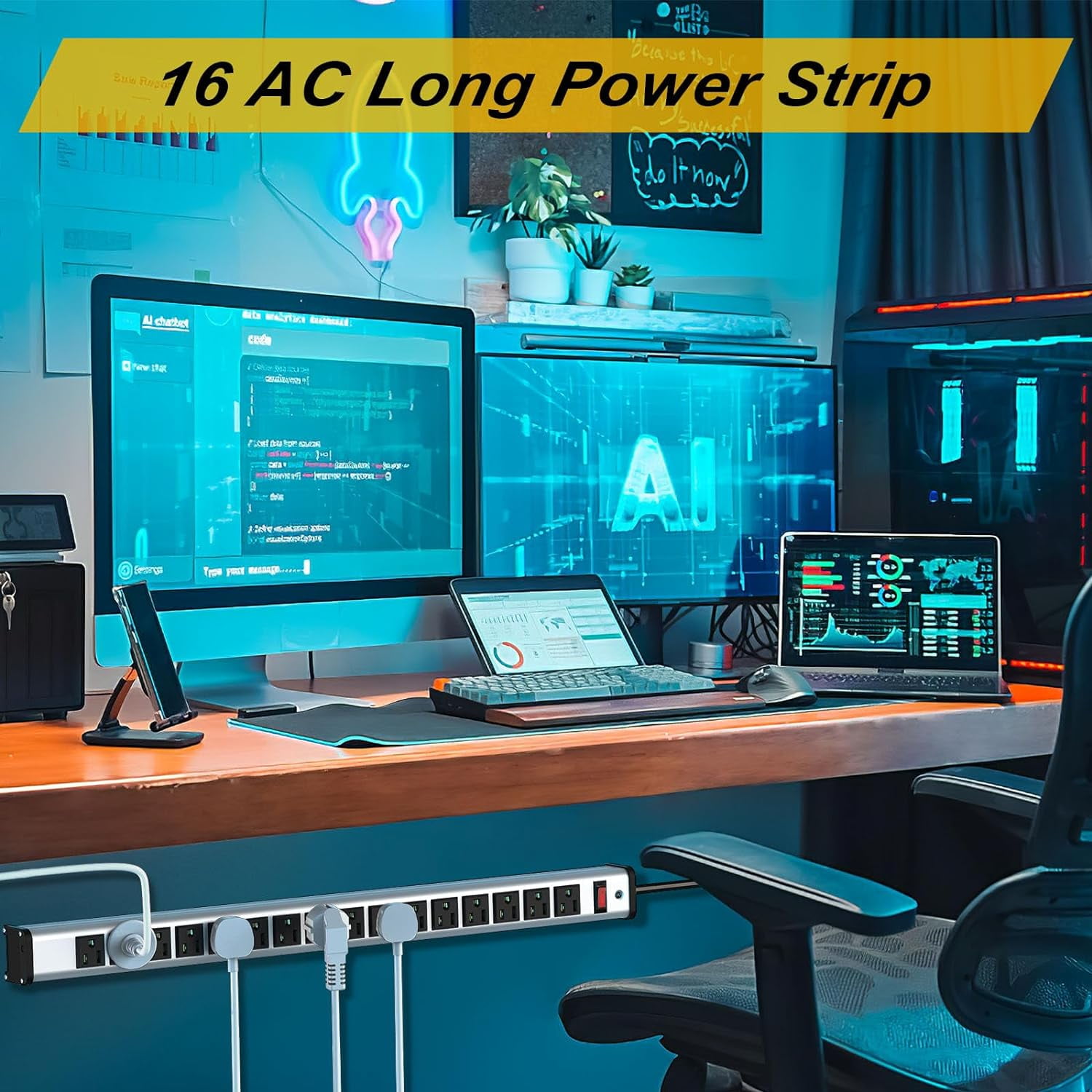 JUNXIAO-Long Surge Protector Power Strip,16 Outlet Heavy Duty Power ...