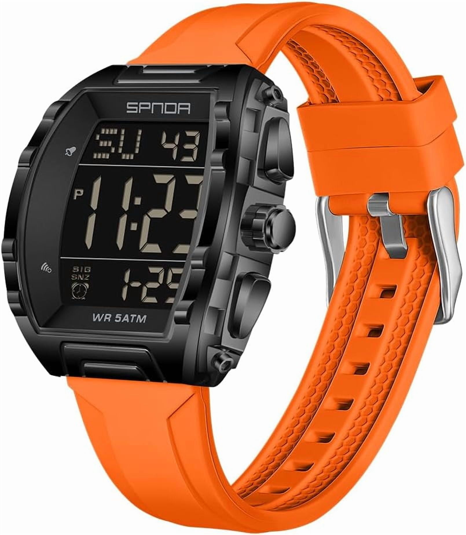 JUNXIAO-Luxury Menu2019s Digital Watch Tonneau Shape Dual Time 5ATM ...