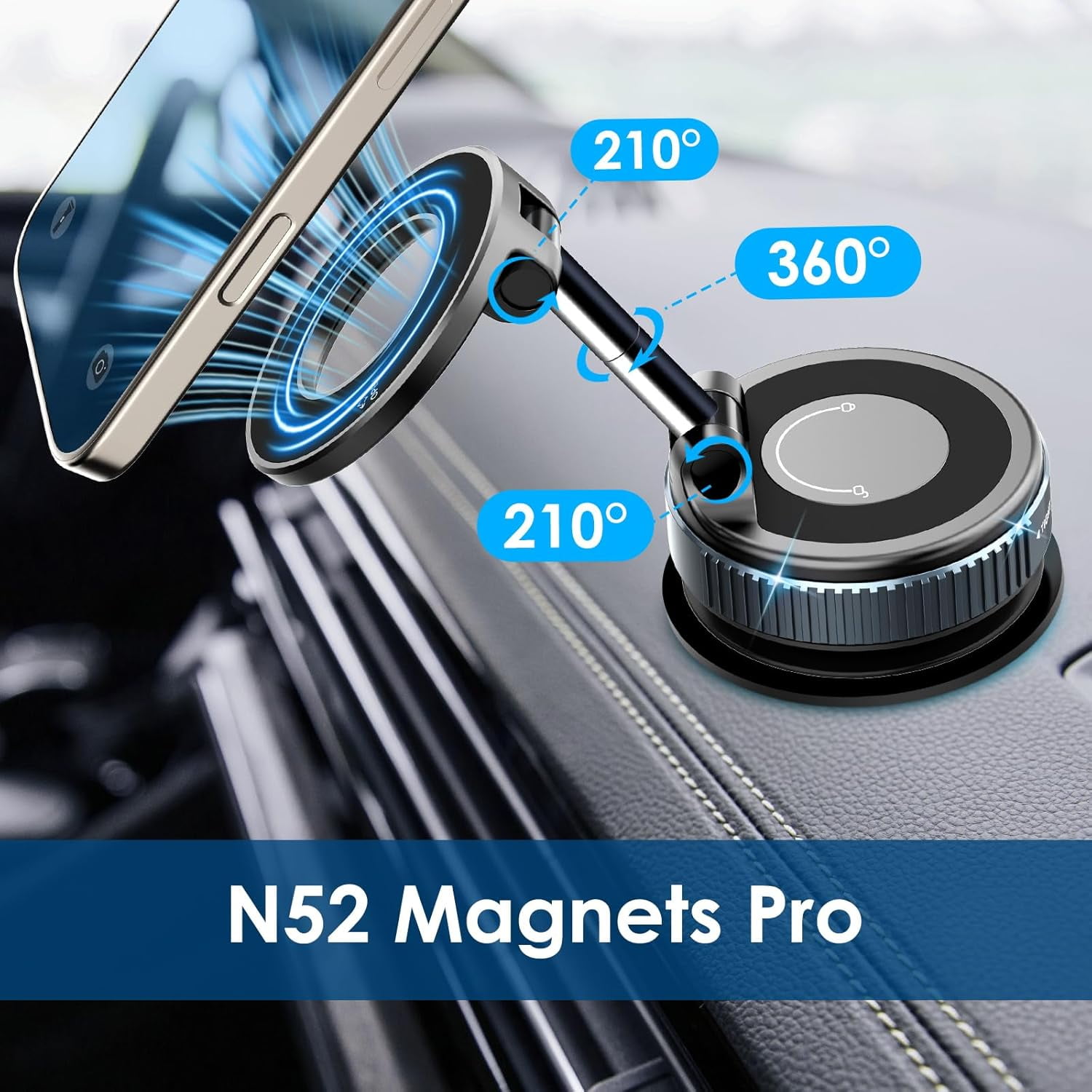 JUNXIAO-Magnetic Phone Holder for Car, 2026 Model N52 Magnets Pro, 108 ...