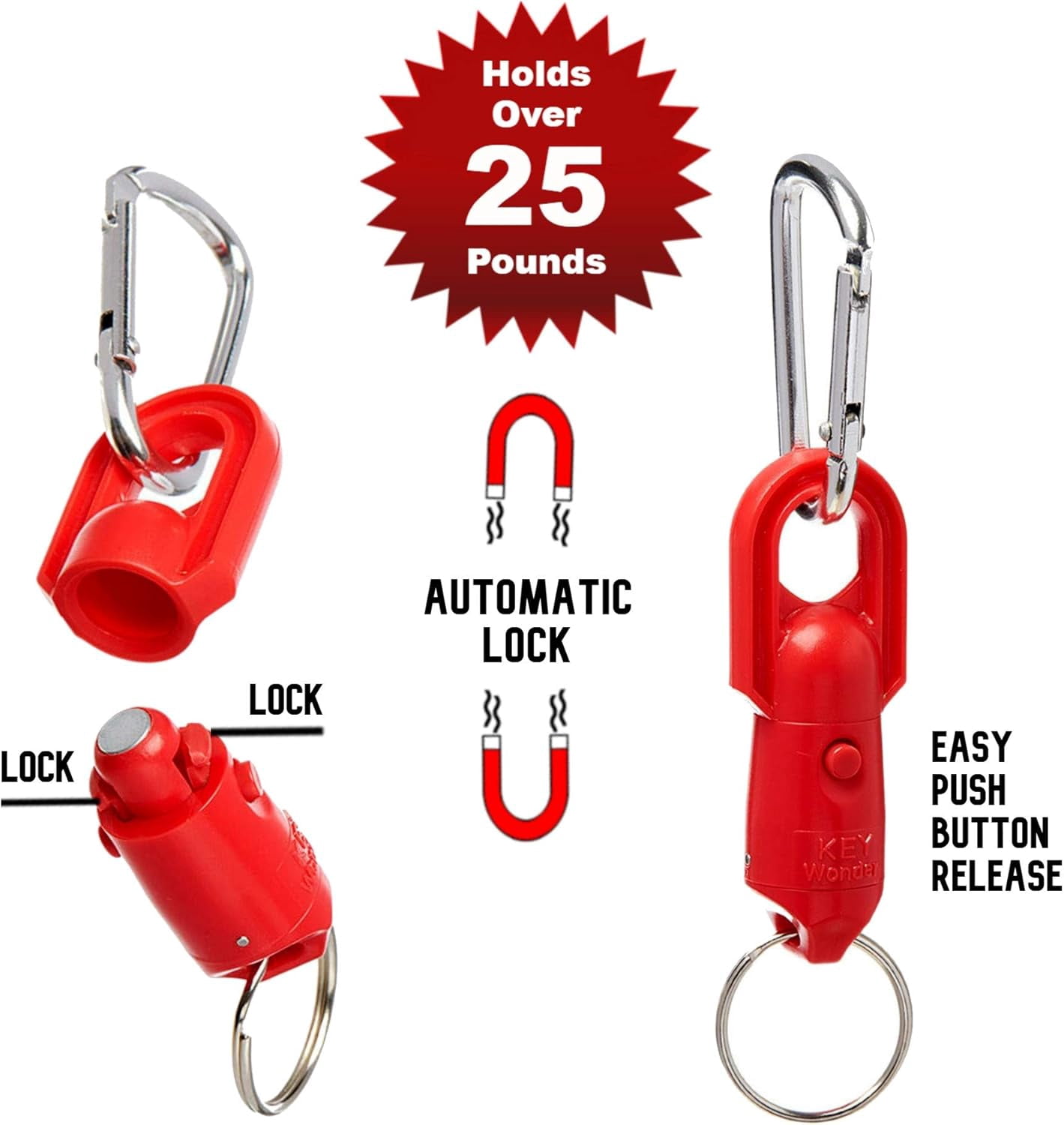 JUNXIAO-Magnetic Quick Release Keychain, Safety Lock Holds Over 25 ...