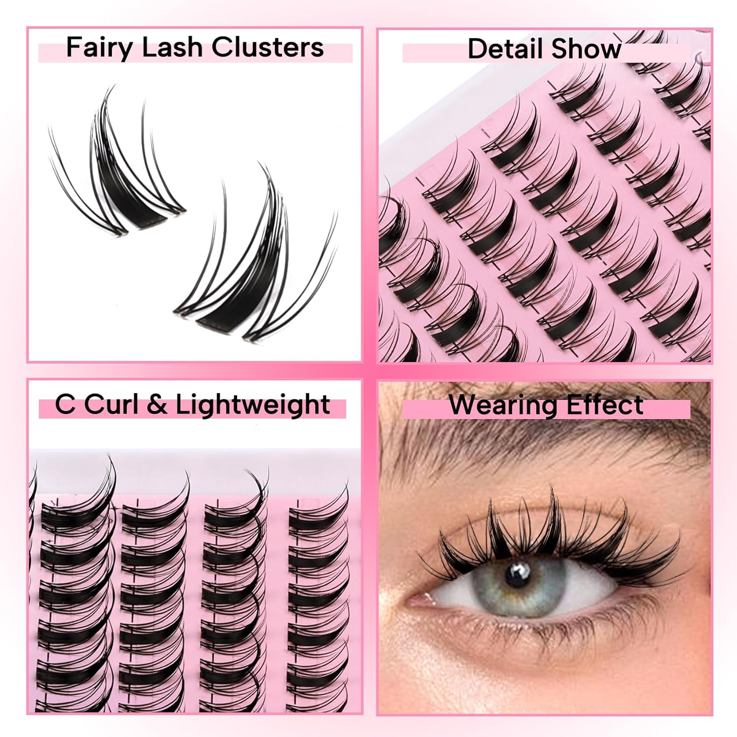 JUNXIAO-Manga Lash Clusters Spiky Eyelash Clusters C Curl Cluster ...