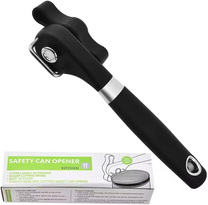 JUNXIAO-Manual Smooth Edge Can Opener | Safe Cut, Easy-Turn Stainless ...