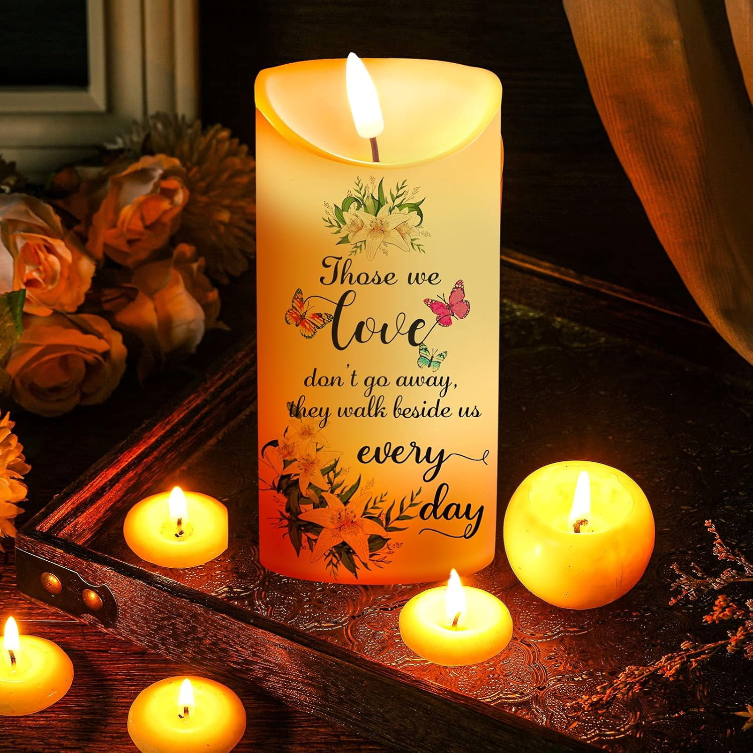 JUNXIAO-Memorial Candles Sympathy Gifts LED Flameless Cardinal ...