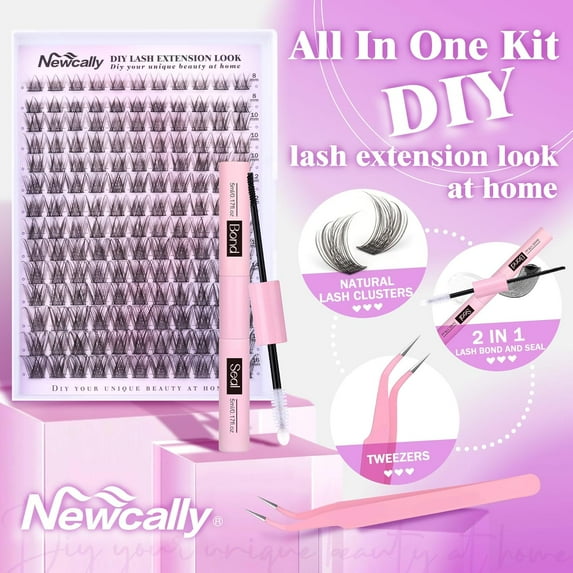 JUNXIAO-Natural Lash Clusters Kit DIY Lash Extension Kit Wispy Cluster ...
