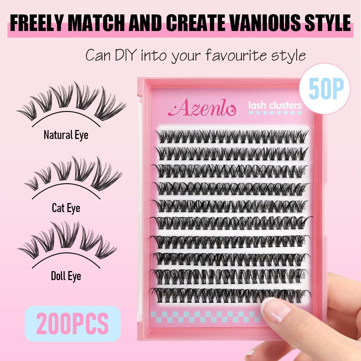 JUNXIAO-Natural Lash Clusters Kit Wispy Eyelash Clusters 120 pcs ...