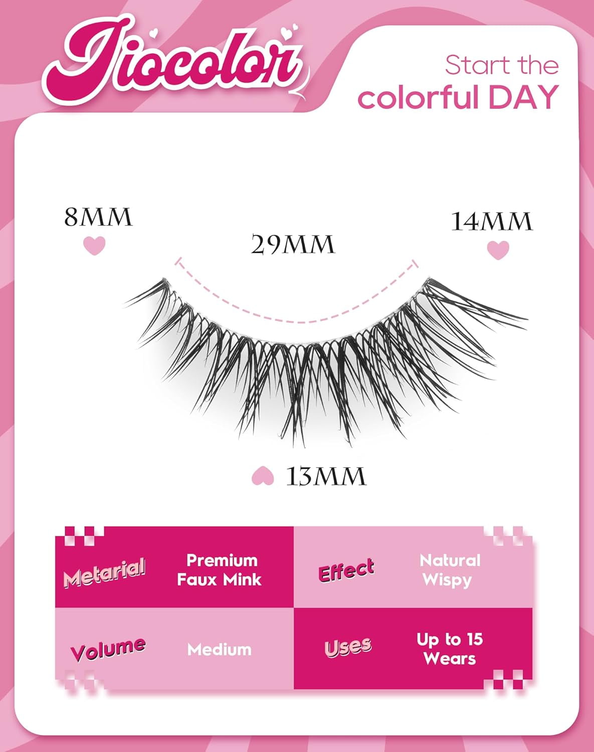 JUNXIAO-Natural Lashes Wispy Eyelashes Natural Look Clear Band Lashes ...