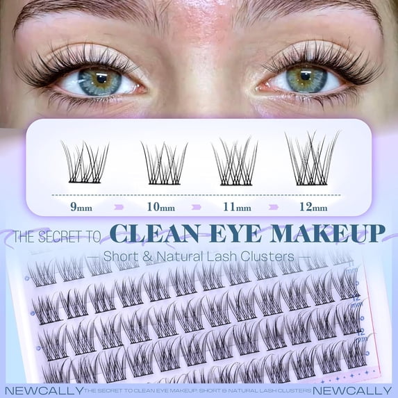 JUNXIAO-Natural Short Lash Clusters 9-12MM for Clean Eye Makeup Cluster ...